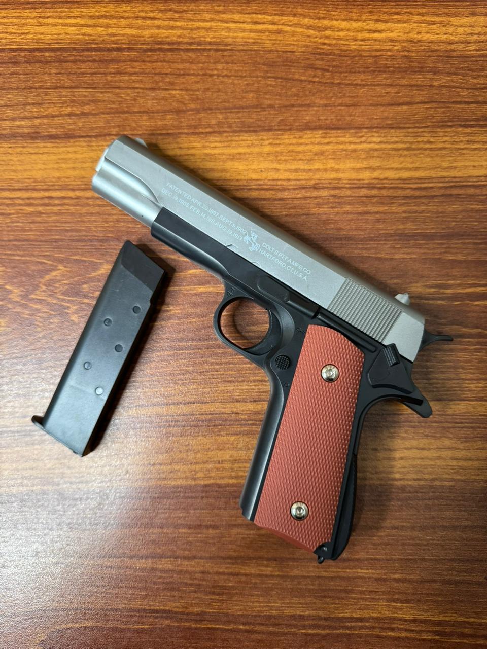 Silver Colt M1911 Airsoft Toy Gun | Realistic Design Safe Fun For Play ...